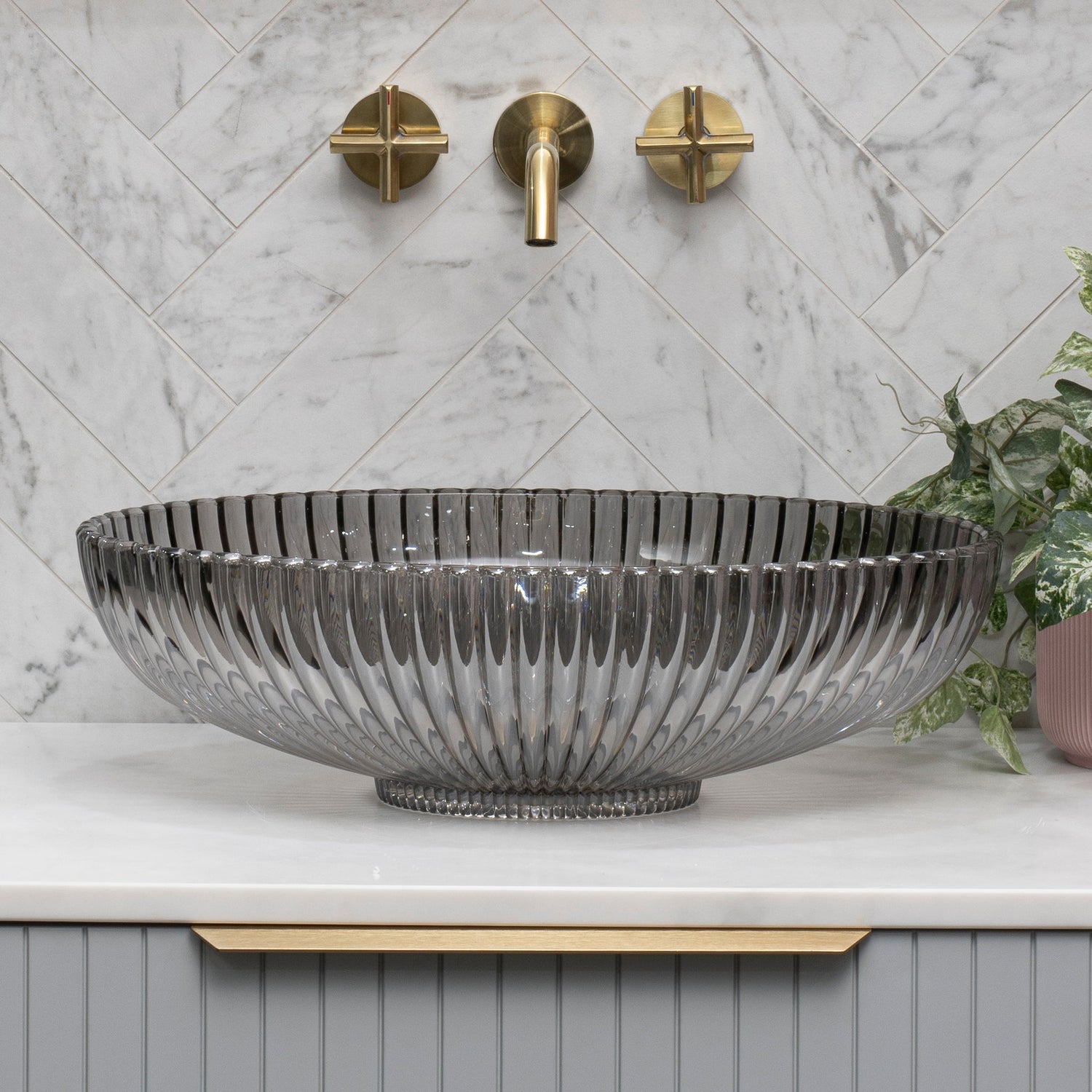 Capara 510mm X 350mm Above-Counter Glass Basin, Black Glass – Enflair