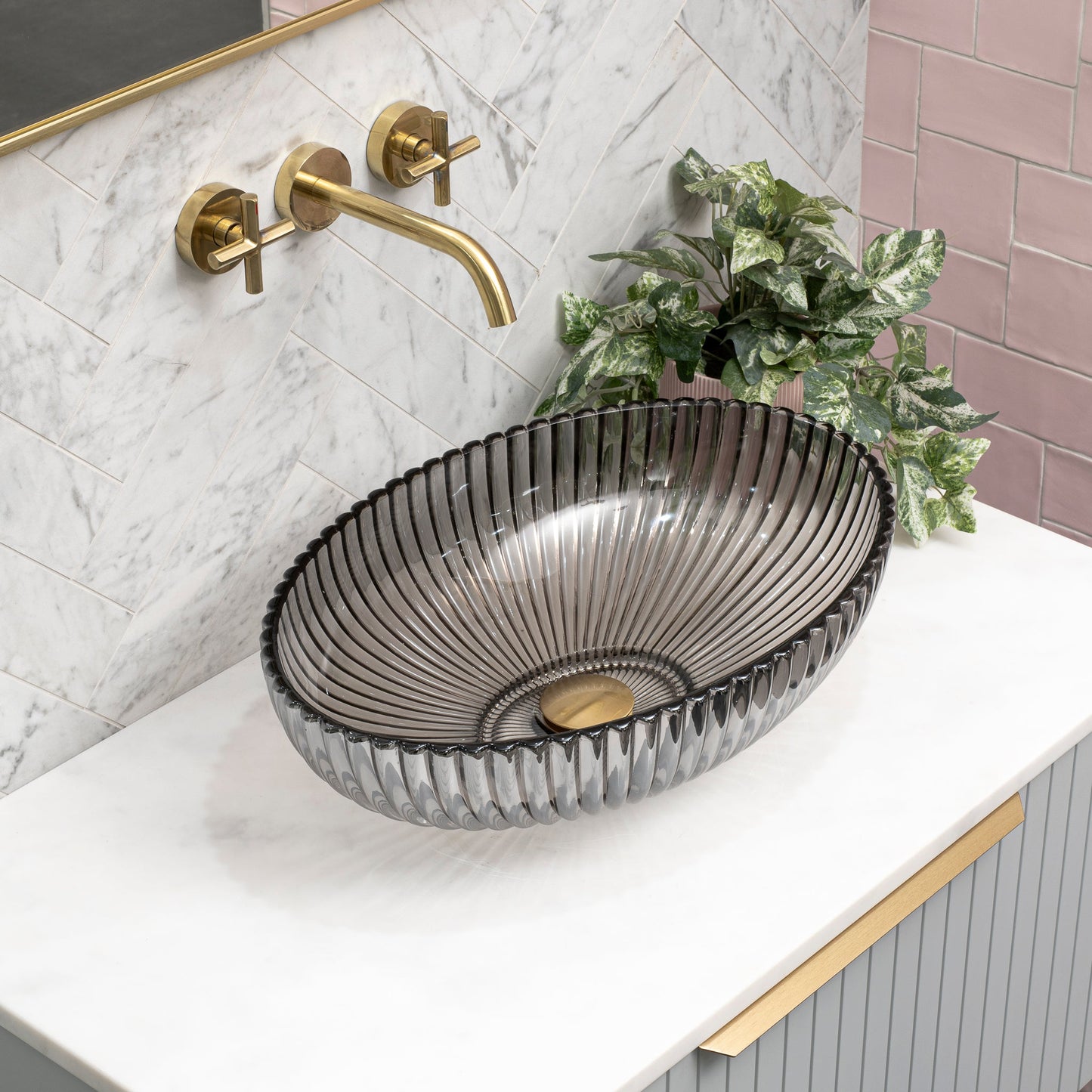 Capara 510mm X 350mm Above-Counter Glass Basin, Black Glass – Enflair