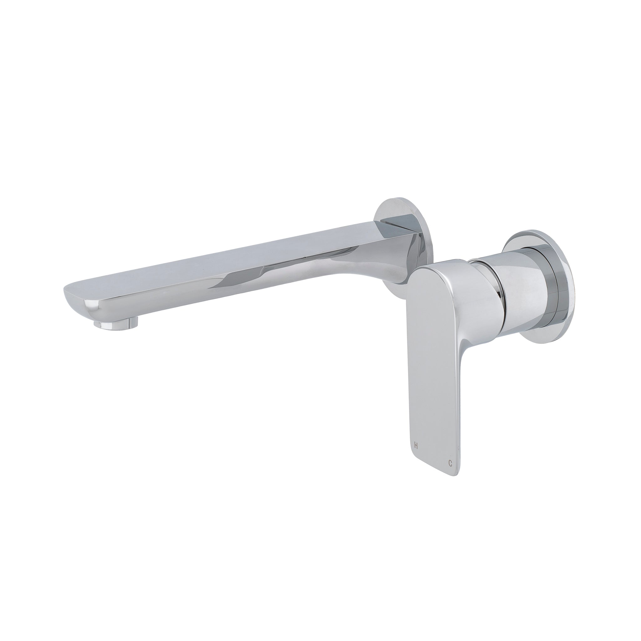Jena Wall Mounted Basin/ Bath Mixer with Spout and Round Plates, Polis ...