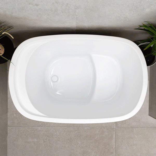 Ofuro 1200mm Extra Height Japanese Soaking Freestanding Bath with Seat ...