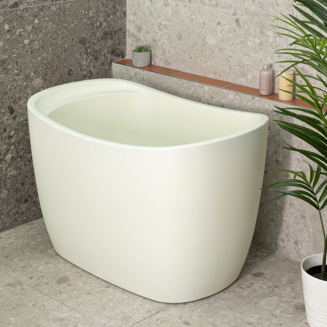 Ofuro 1200mm Extra Height Japanese Soaking Freestanding Bath with Seat ...