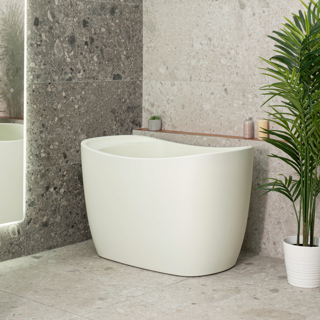 Ofuro 1200mm Extra Height Japanese Soaking Freestanding Bath with Seat ...