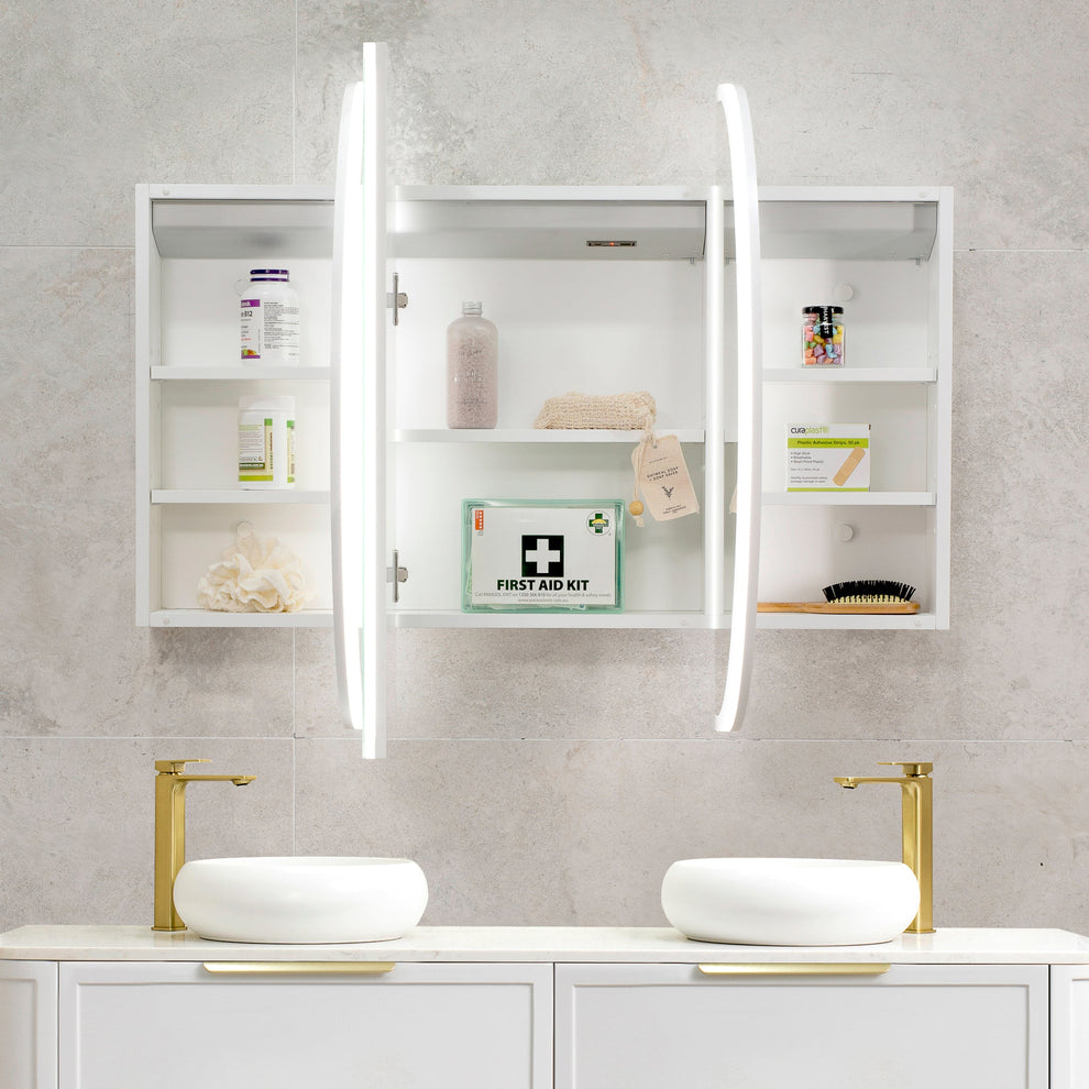 Pill Oval 1200mm x 750mm Frontlit LED Mirrored Shaving Cabinet, Matte ...