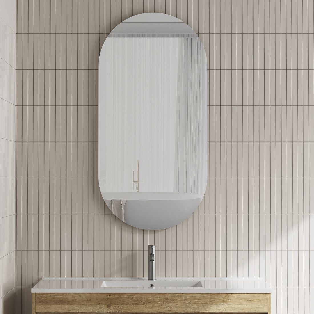 Pill Oval 600mm x 1200mm Frameless Mirror with Polished Edge – Enflair