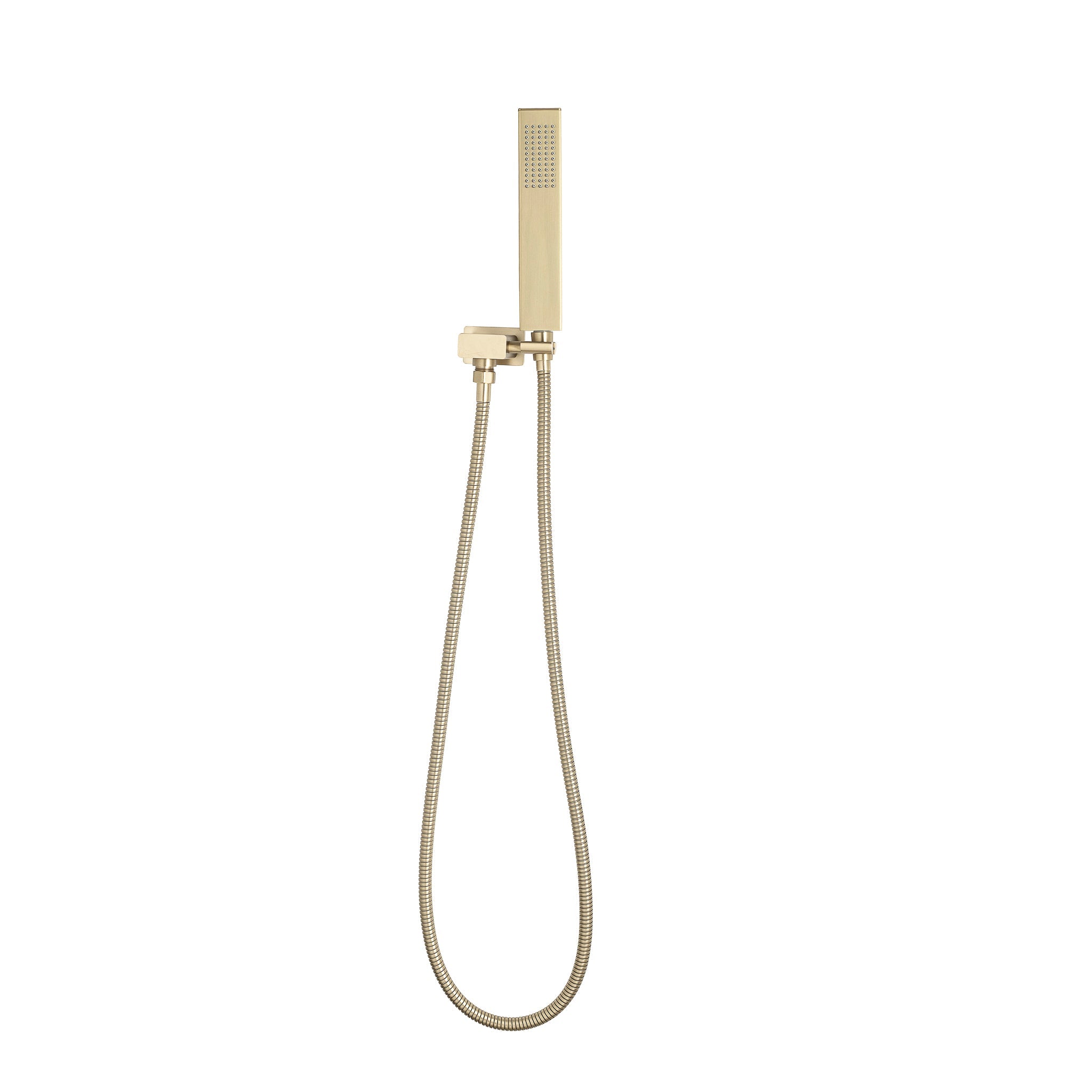 Block Square Hand Shower with Holder, Brushed Brass (Gold) – Enflair