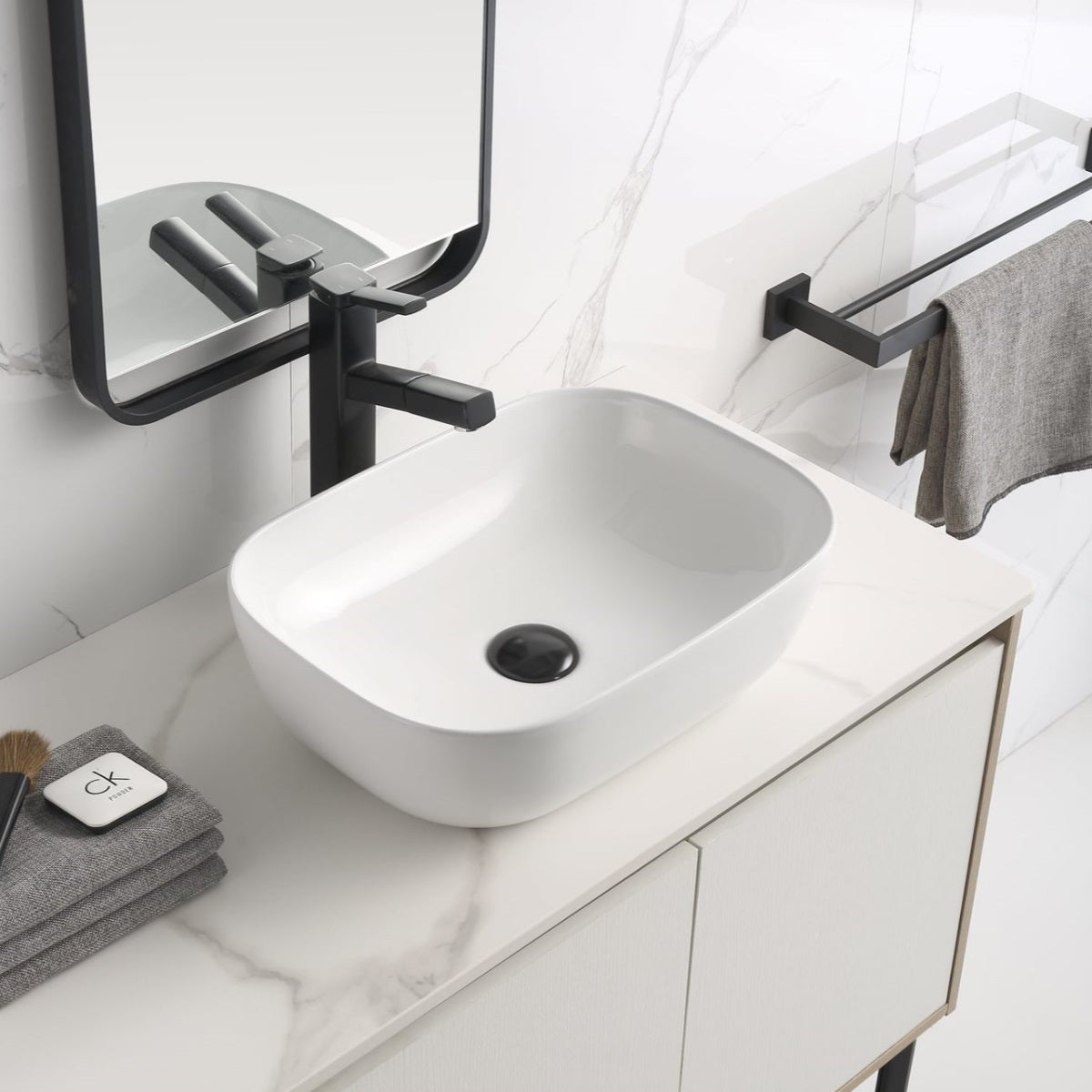 Julio 455mm x 325mm Above-Counter Basin, Gloss White – Enflair