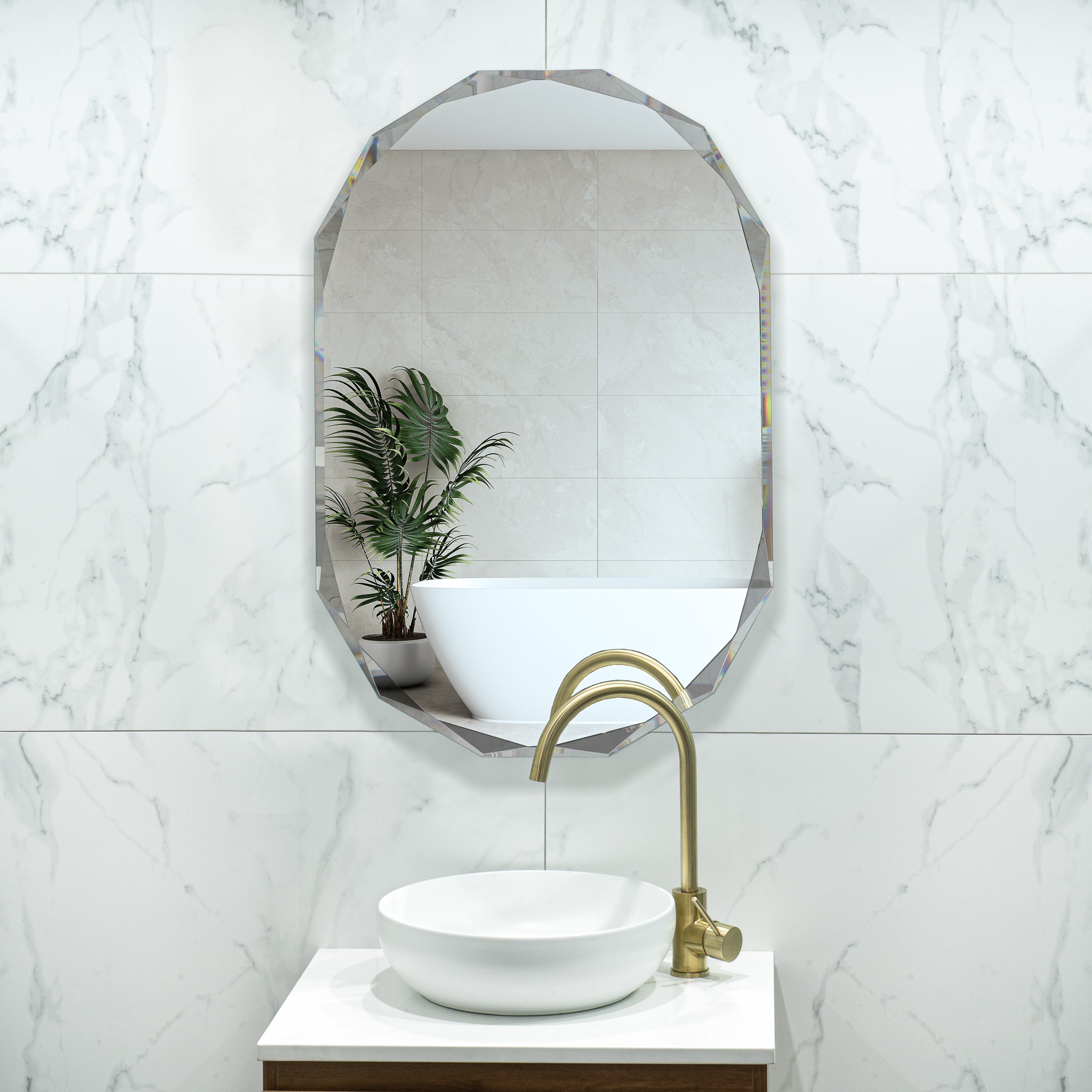 Classic Jewel 600mm x 900mm Frameless Mirror with Jewelled Edge – Enflair