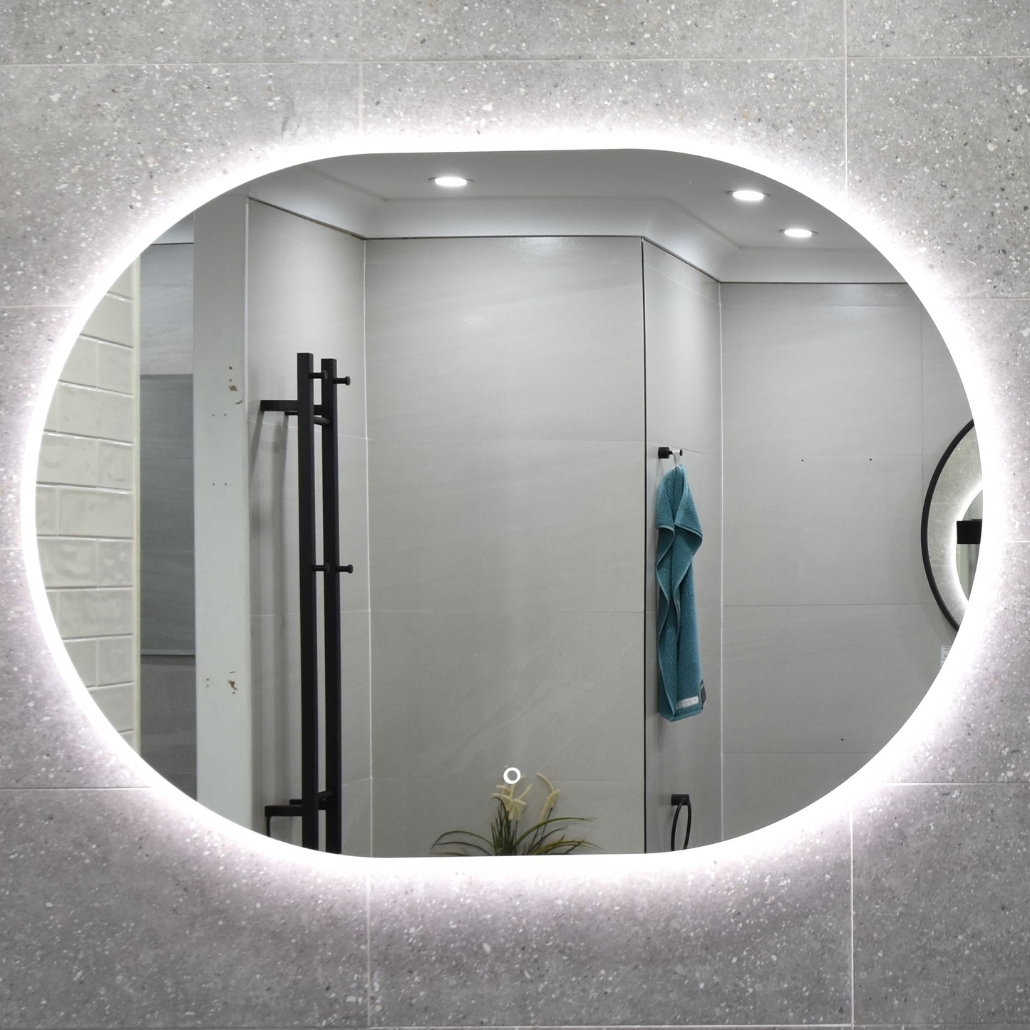 Pill Oval 1200mm x 900mm LED Mirror with Frosted Border and Demister ...