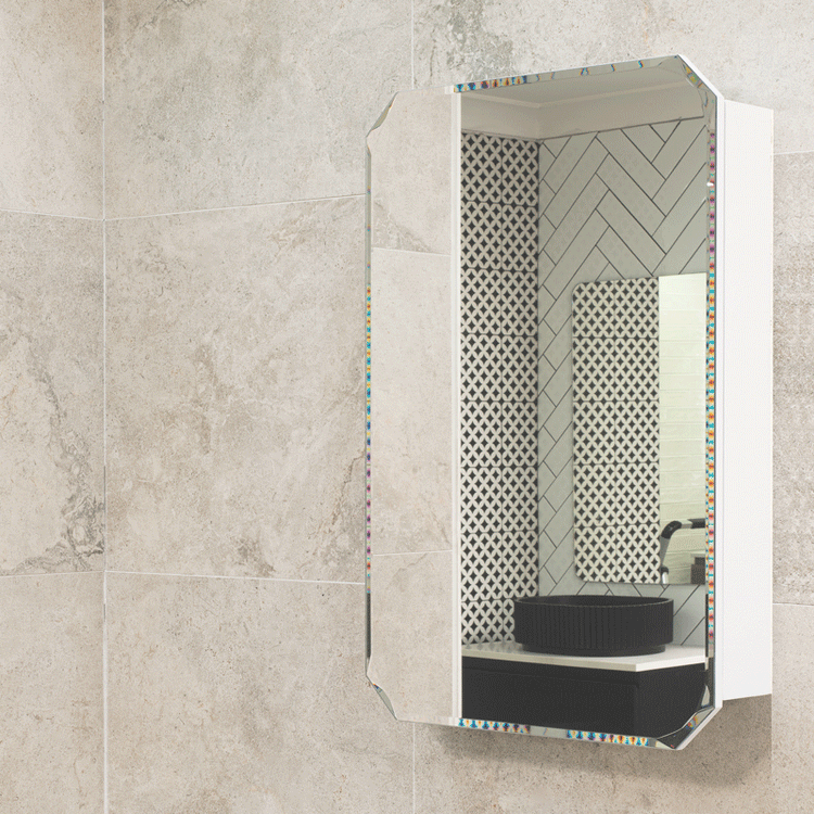 Radiant Jewel 600mm x 900mm Shaving Cabinet Mirror, Matte White – Enflair