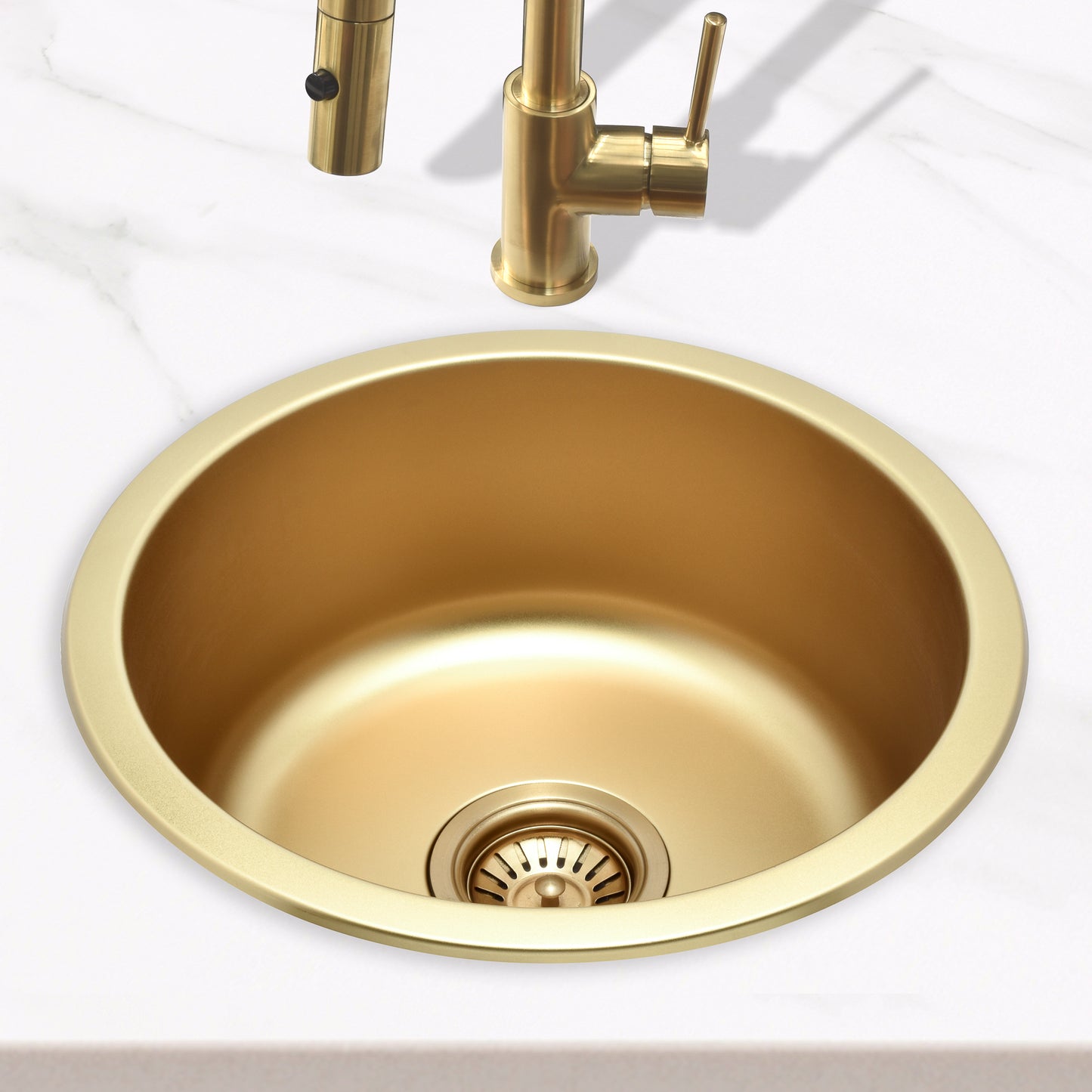 Radii Round 410mm x 180mm Stainless Steel Sink | Brushed Brass (gold ...