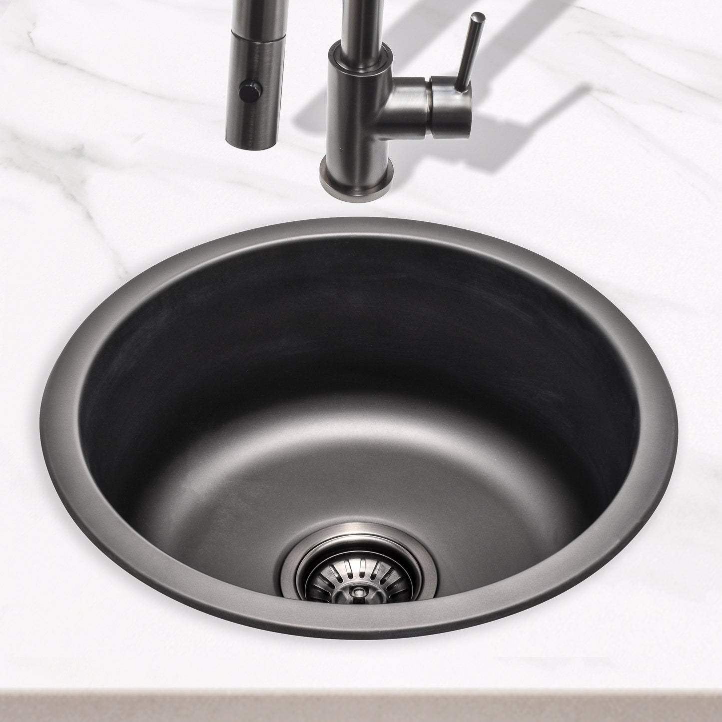 Radii Round 410mm x 180mm Stainless Steel Sink | Brushed Gun Metal (bl ...