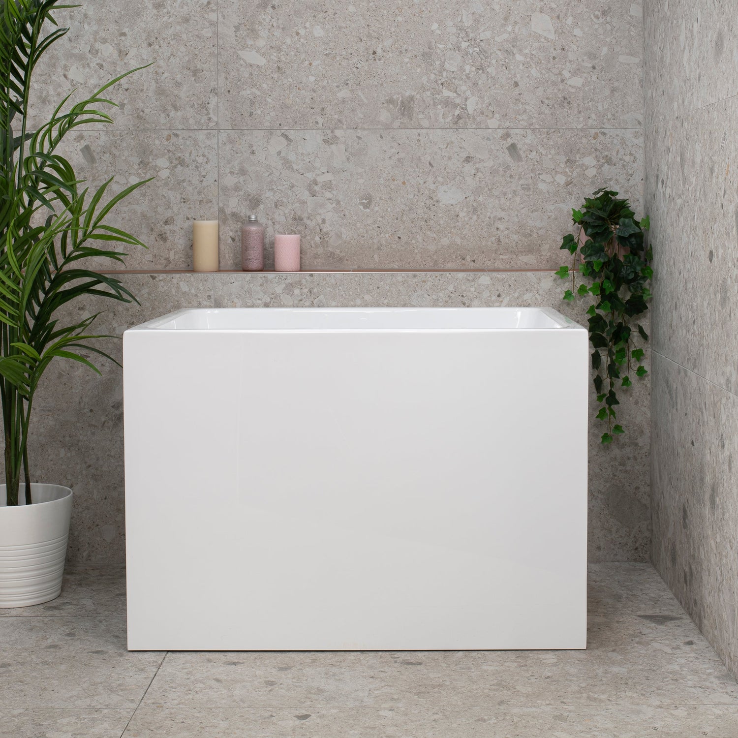 Hicube Multifit 1000mm Japanese Soaking Freestanding Bath, Gloss White ...