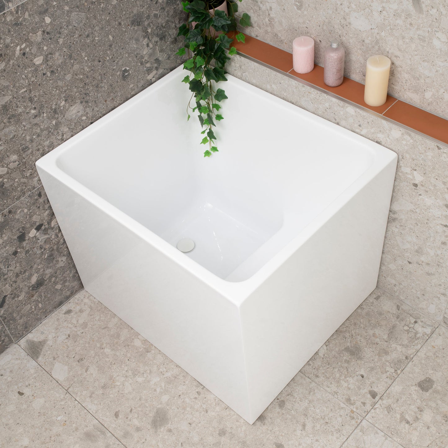 Hicube Multifit 900mm Japanese Soaking Freestanding Bath, Gloss White ...