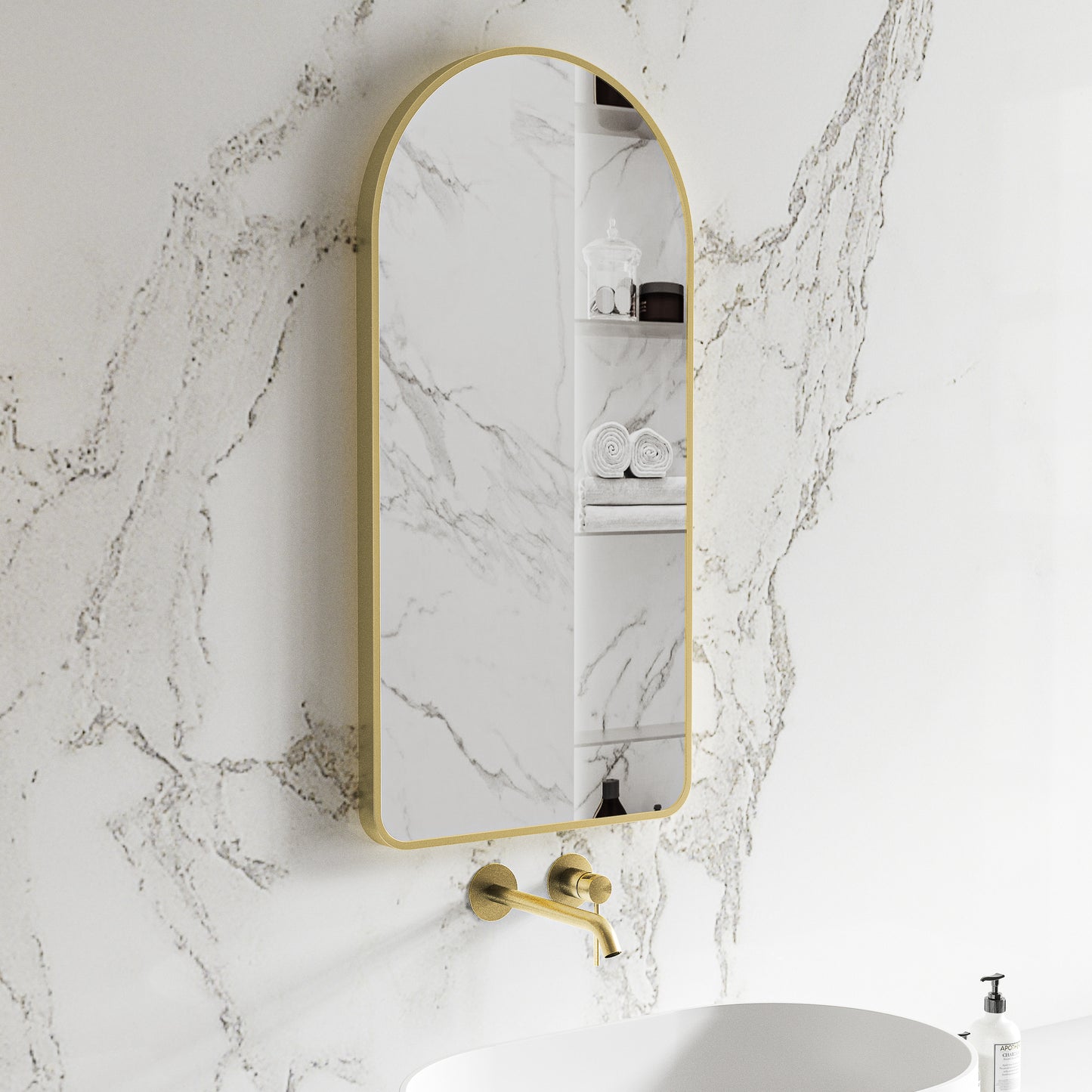 Arco Arch 400mm x 800mm Framed Mirror | Brushed Brass (Gold) | – Enflair